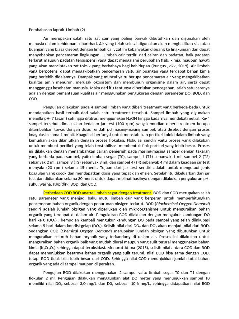 Pembahasan Laprak 2 Limbah | PDF