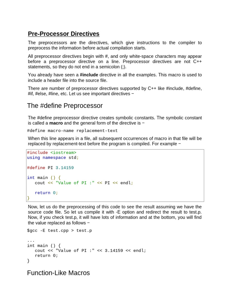 Pre-Processor Directives | PDF | Software Development | Software