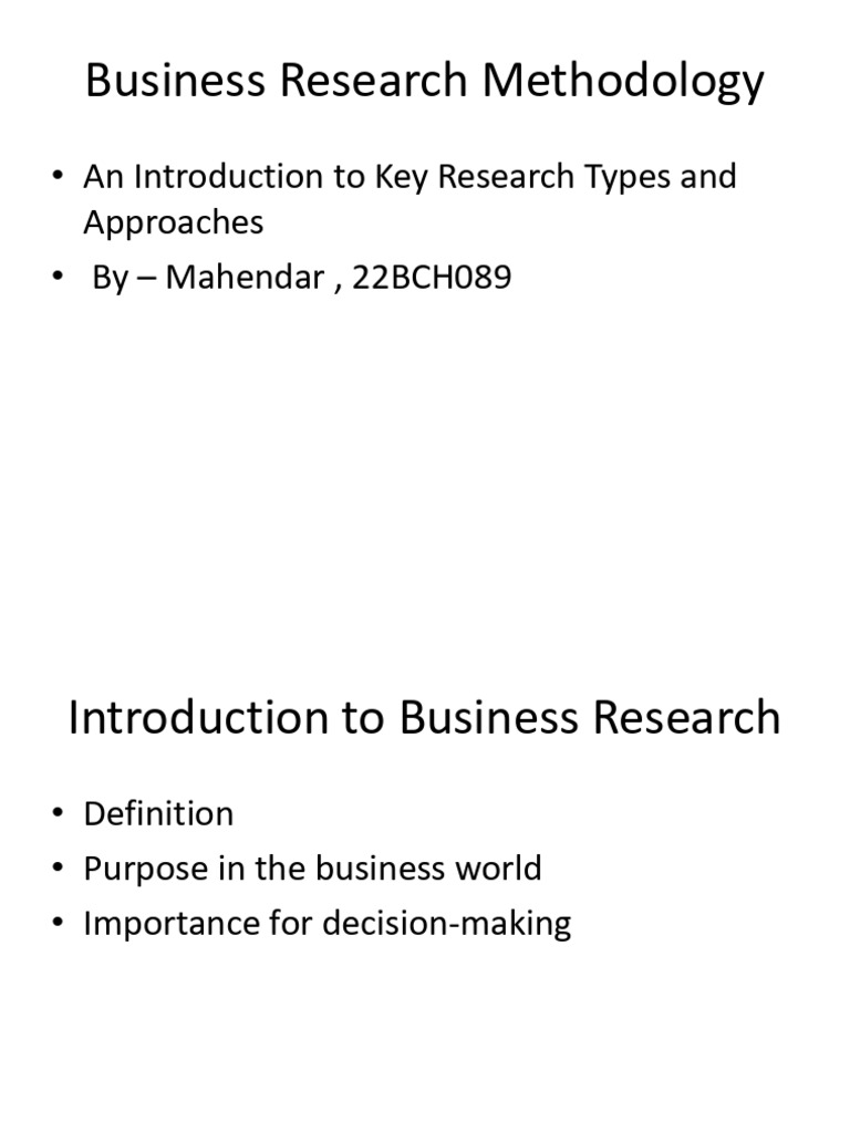 Business Research Methodology Overview | PDF