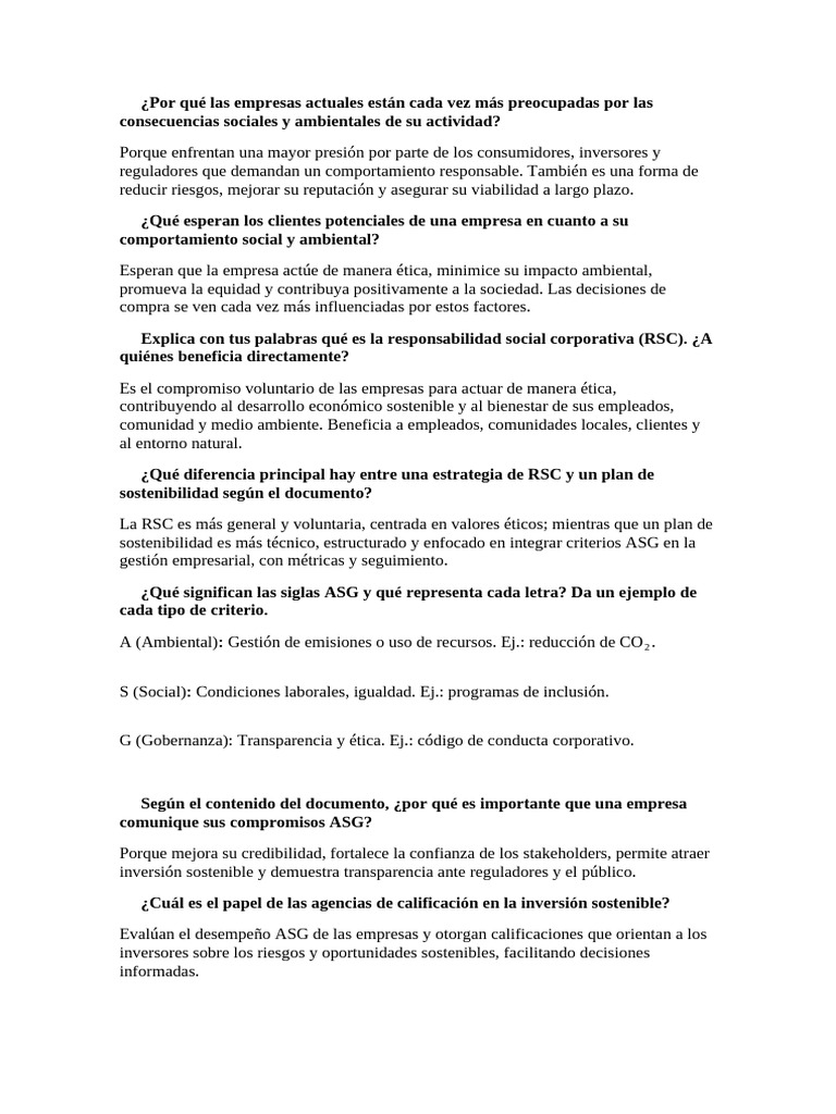 Sostenibilidad Ejercicios UT5 | PDF | Responsabilidad social corporativa | Sustentabilidad