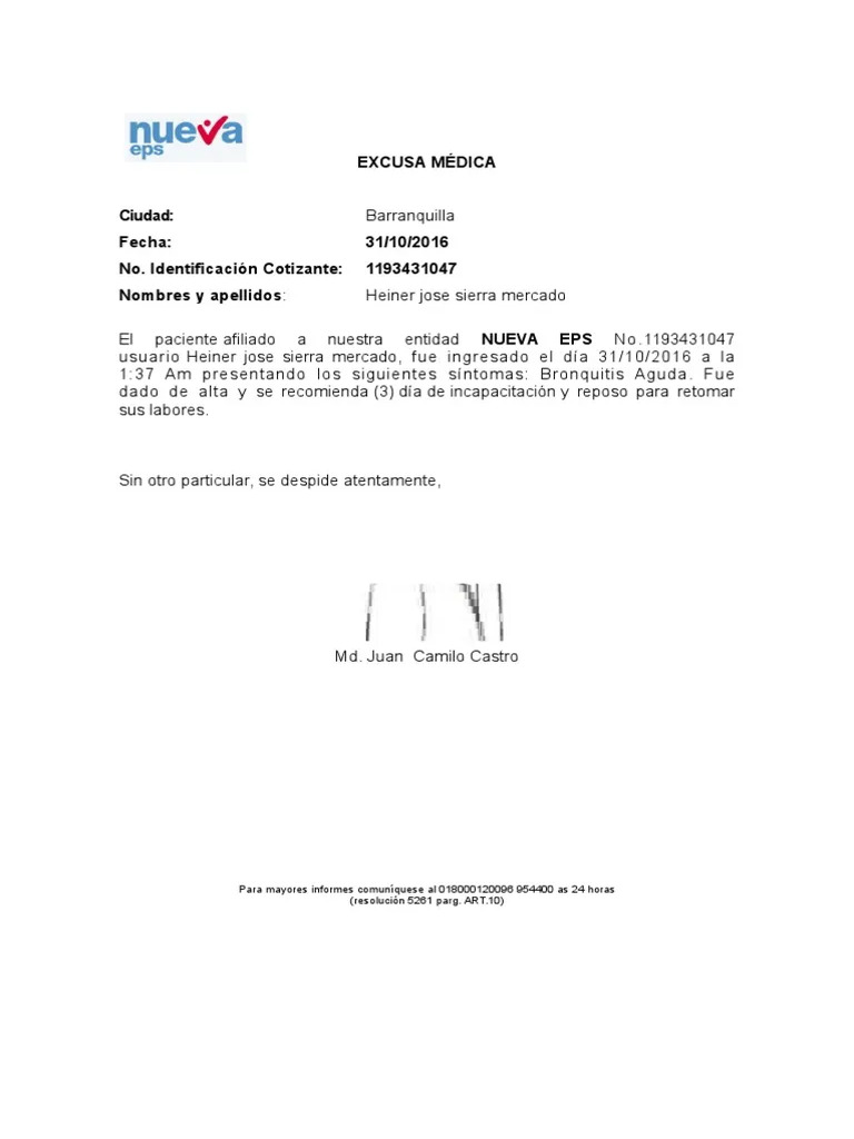 Excusa Nueva Eps | PDF