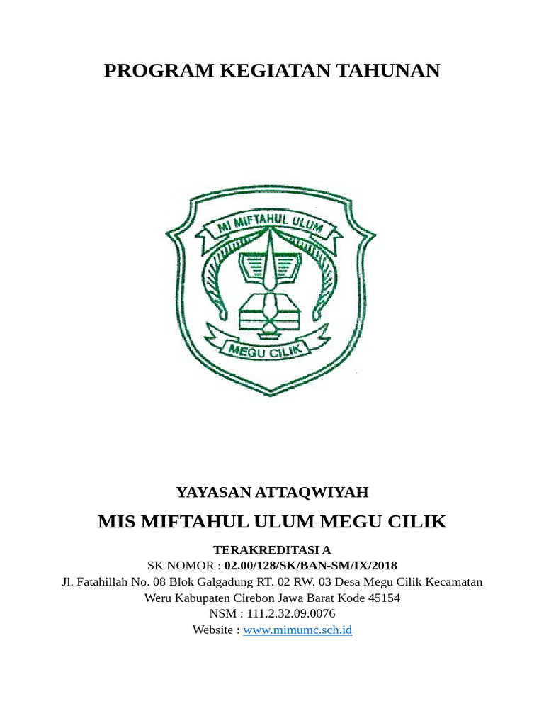 Program Kegiatan Tahunan MI Miftahul Ulum | PDF