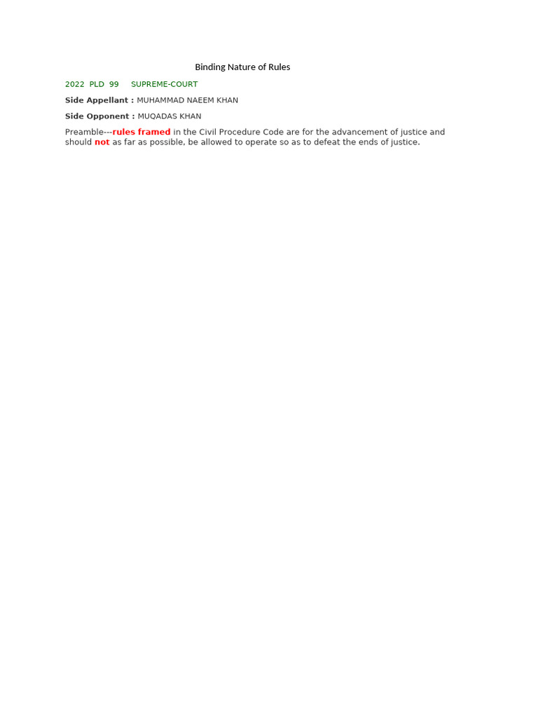 Binding Nature of Civil Procedure Rules | PDF