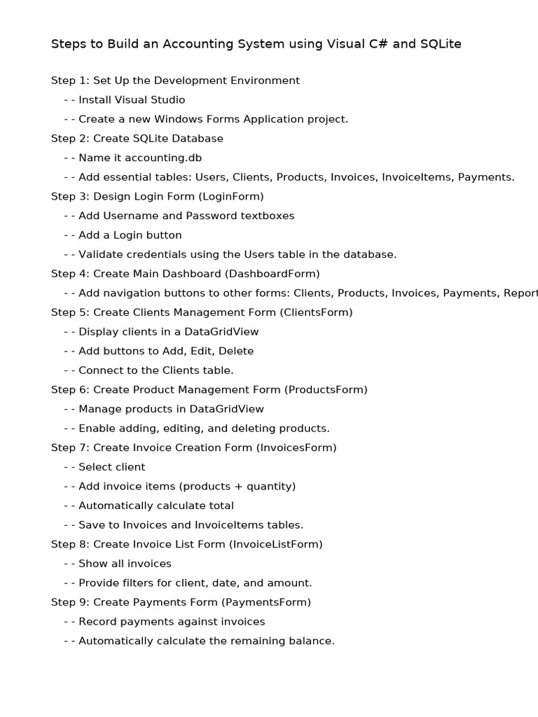 Accounting System Project Steps English | PDF