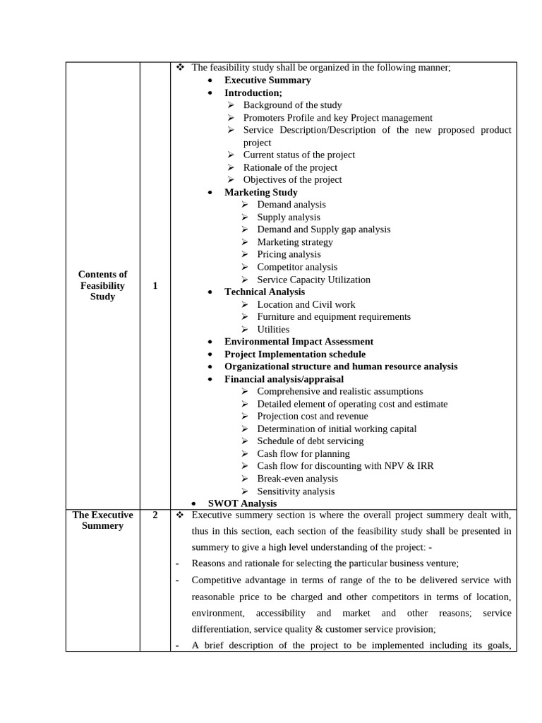 Contents of Feasibility Study | PDF | Feasibility Study | Net Present Value