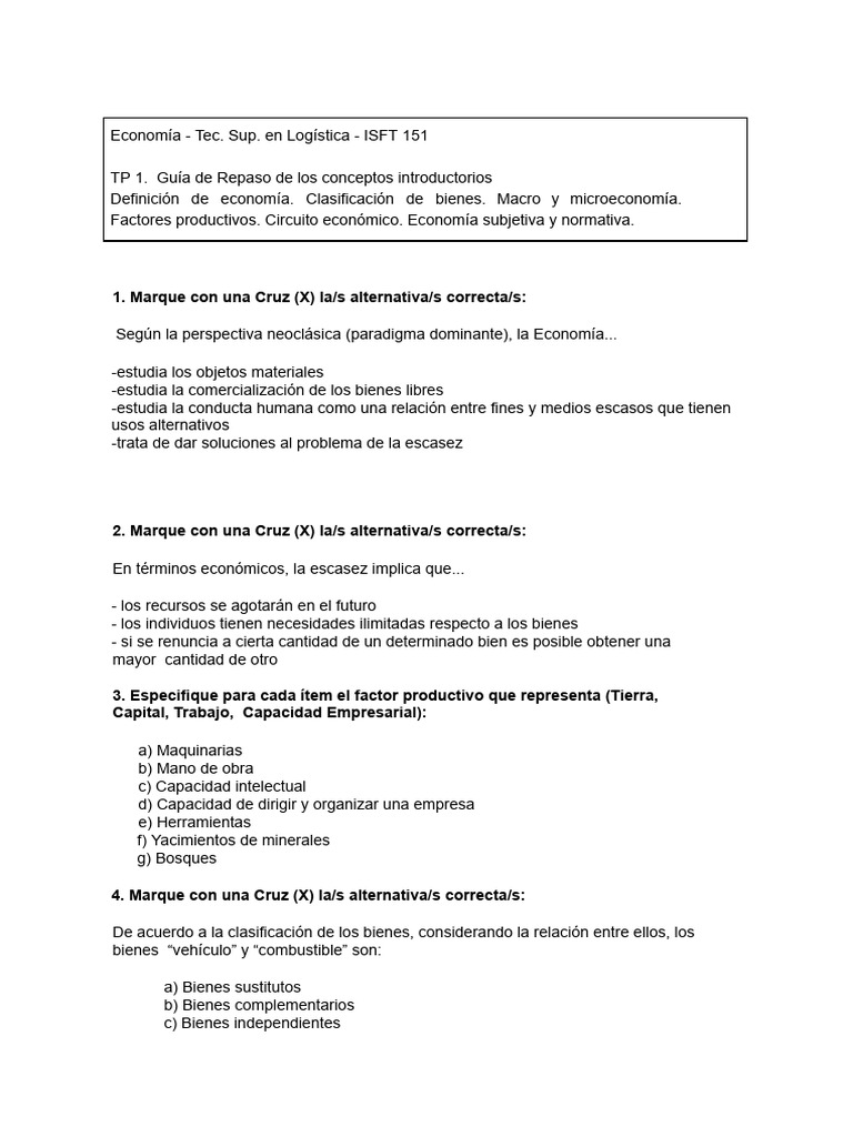 TP 1. Introducci-N | PDF | Ciencias económicas | Bienes