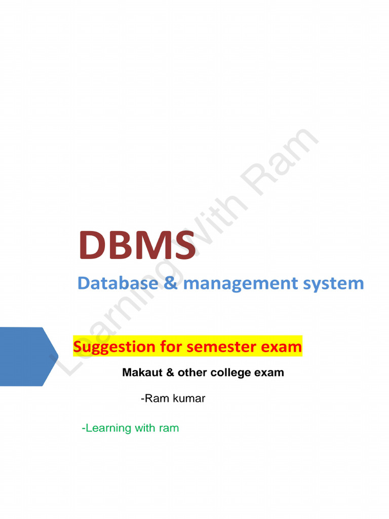 DBMS Important Questions Suggestion | PDF