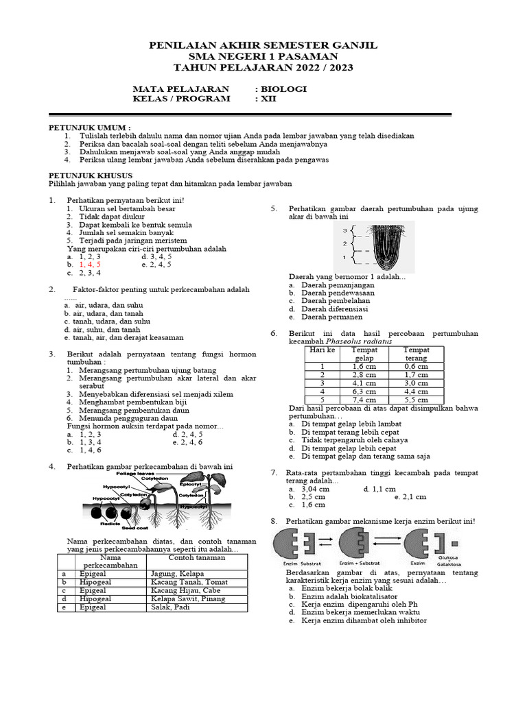Latihan Soal UAS Ganjil | PDF