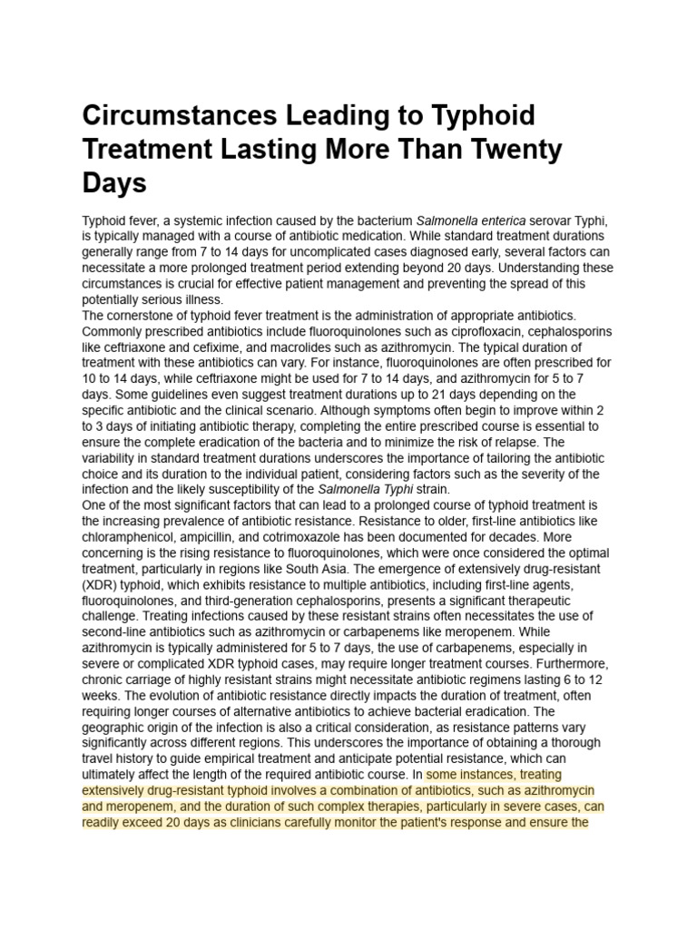 Prolonged Typhoid Treatment Factors | PDF | Antimicrobial Resistance ...