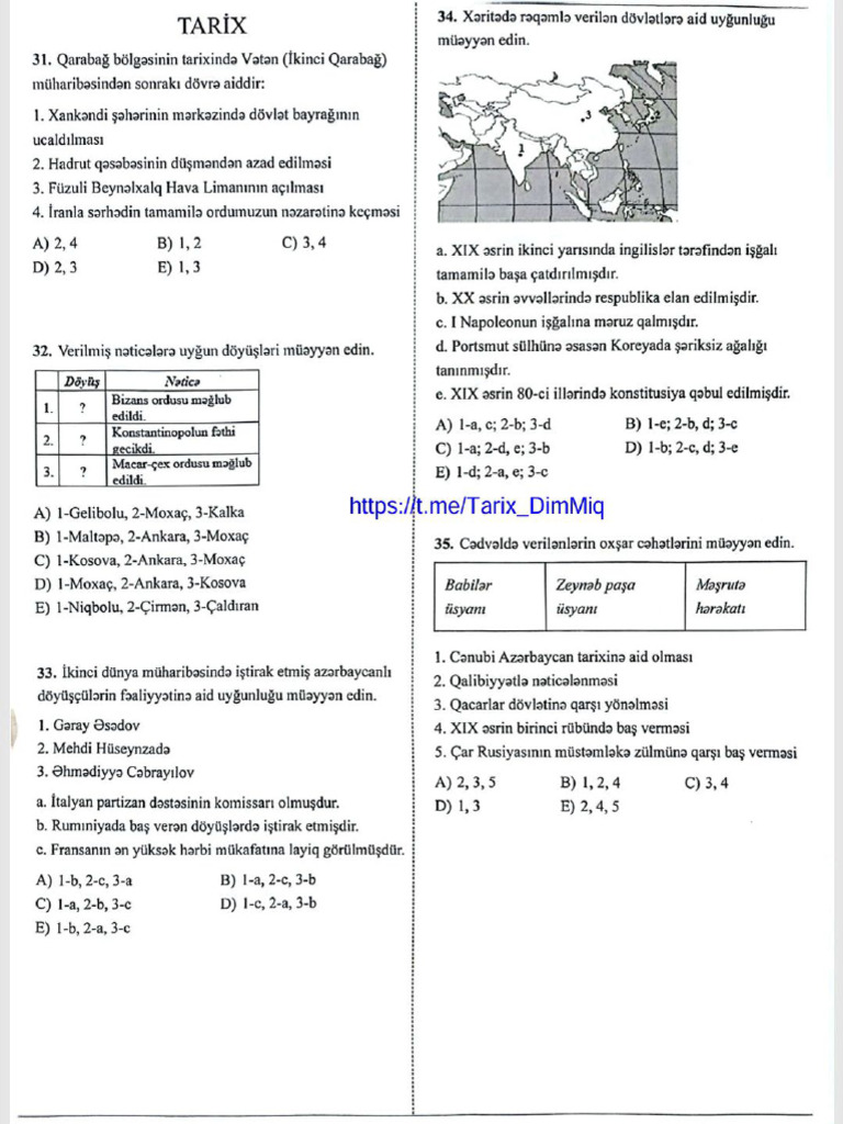 OTK 20 Aprel 2025 - Tarix Sualları 11-Ci Sinif.. | PDF