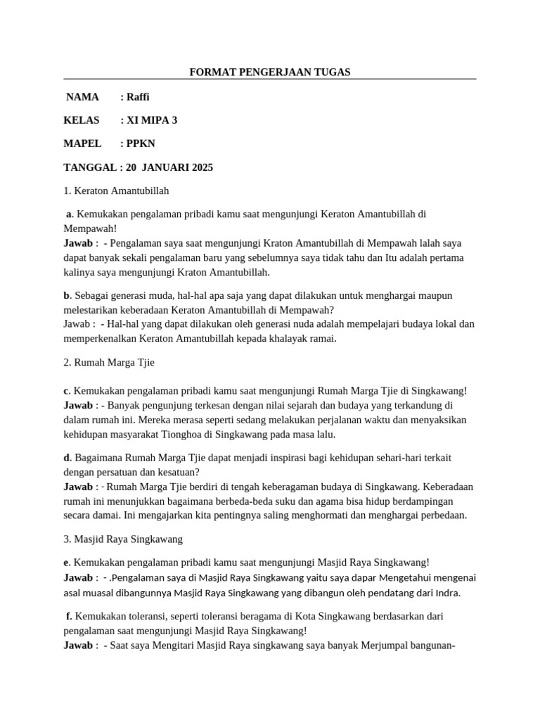 TUGAS PPKN KEGIATAN OUTING CLASS XI MIPA 3 Raffi | PDF