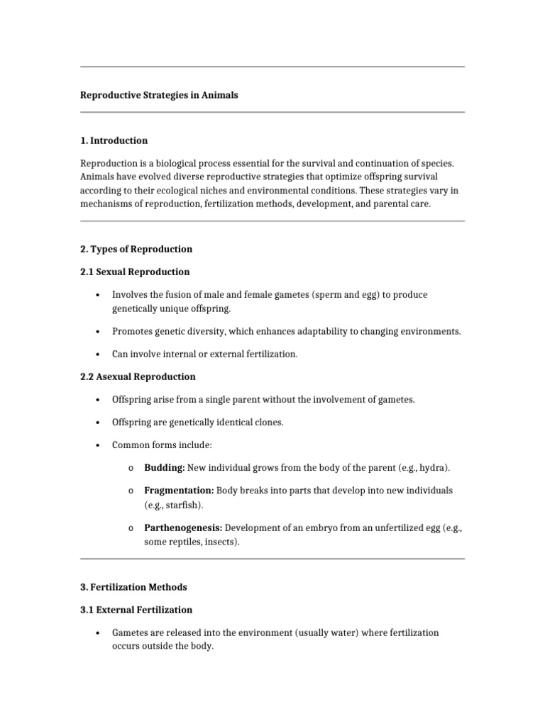 Reproductive Strategies in Animals | PDF | Reproduction | Egg