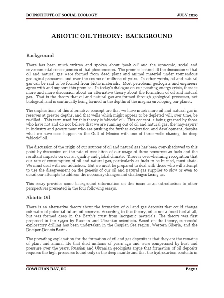 Abiotic Oil Background | Petroleum | Natural Gas