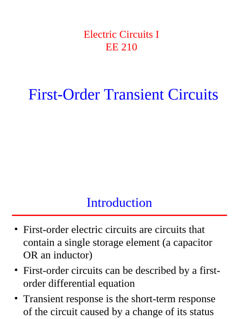 First Order Circuits | PDF | Electrical Network | Capacitor