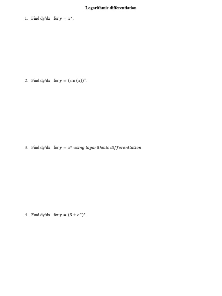 Logarithmic Differentiation | PDF