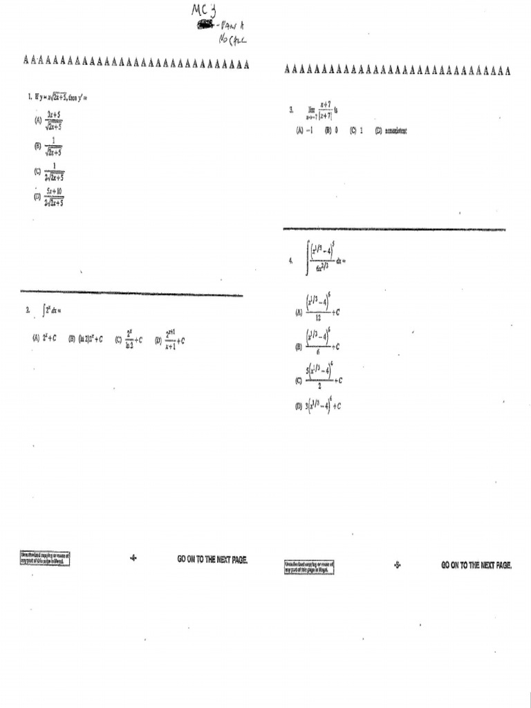 MC No Calc Part A 30 Questions | PDF