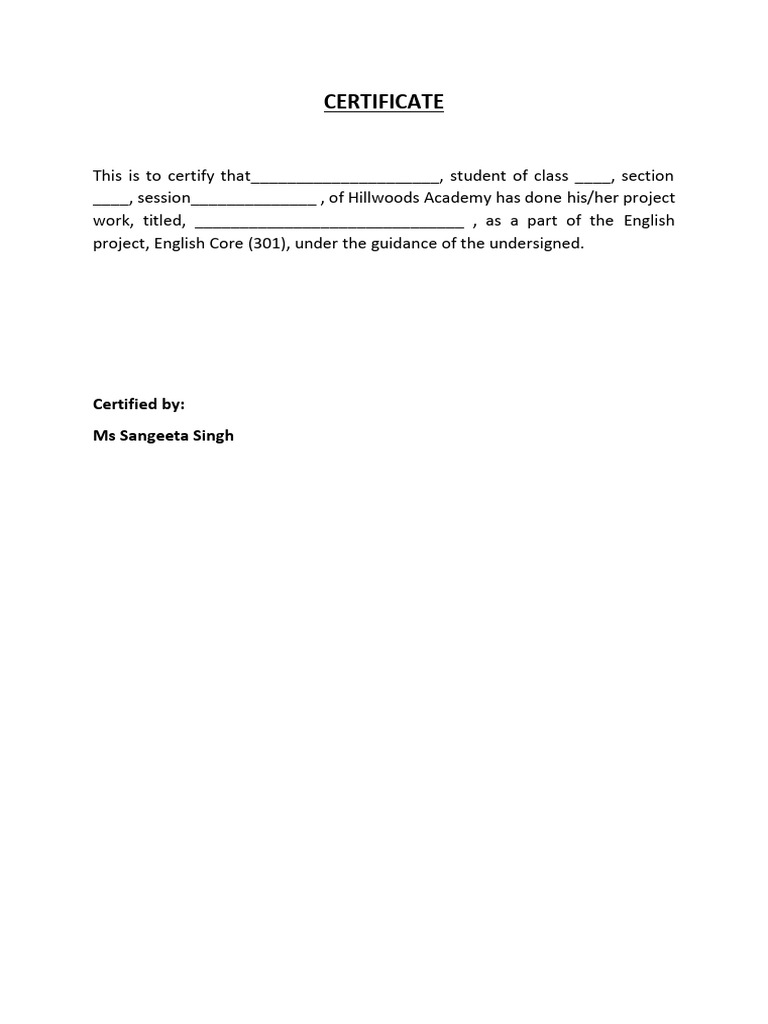 Certificate Class Xii | PDF