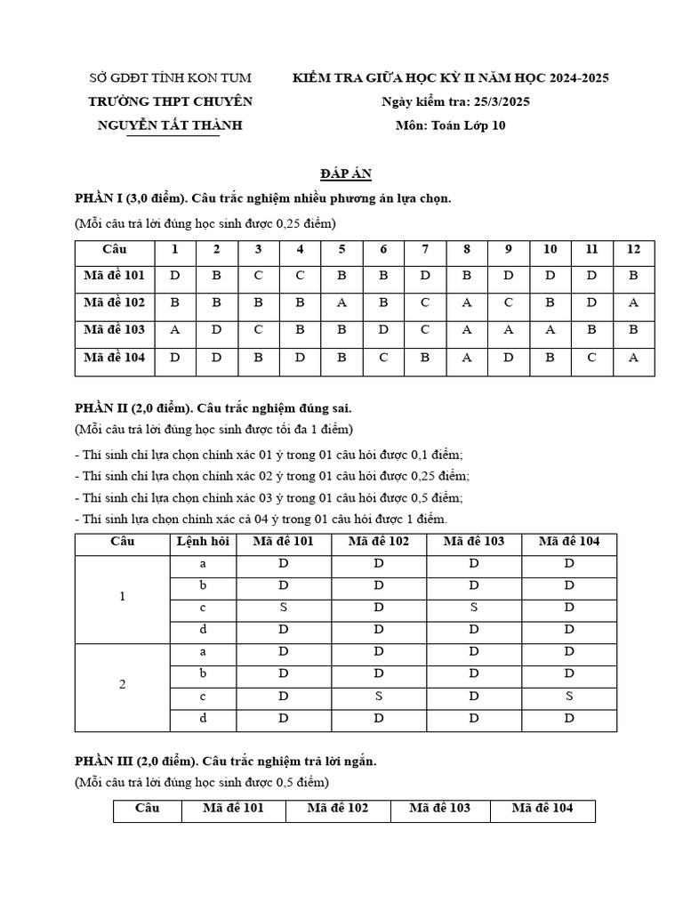 Bang-dap-an-GK2-lop-10-nam-2425 (1) | PDF