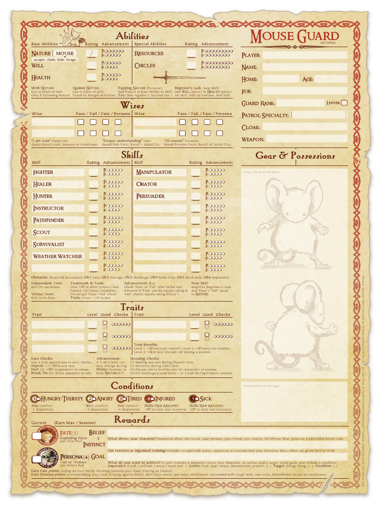 MouseGuard fillableCharSheetEMPTY | PDF