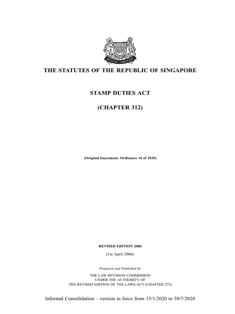 Singapore Stamp Duties Act Overview | PDF | Mortgages | Partnership