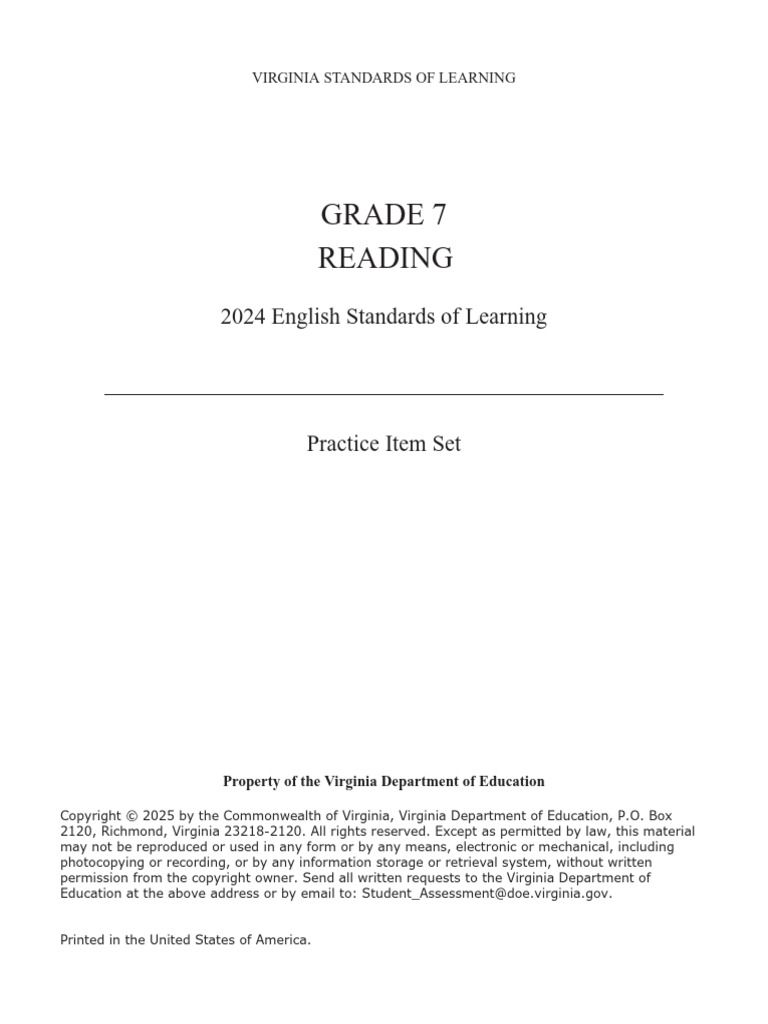 Virginia 7th Grade Reading Standards | PDF | Reading Comprehension ...