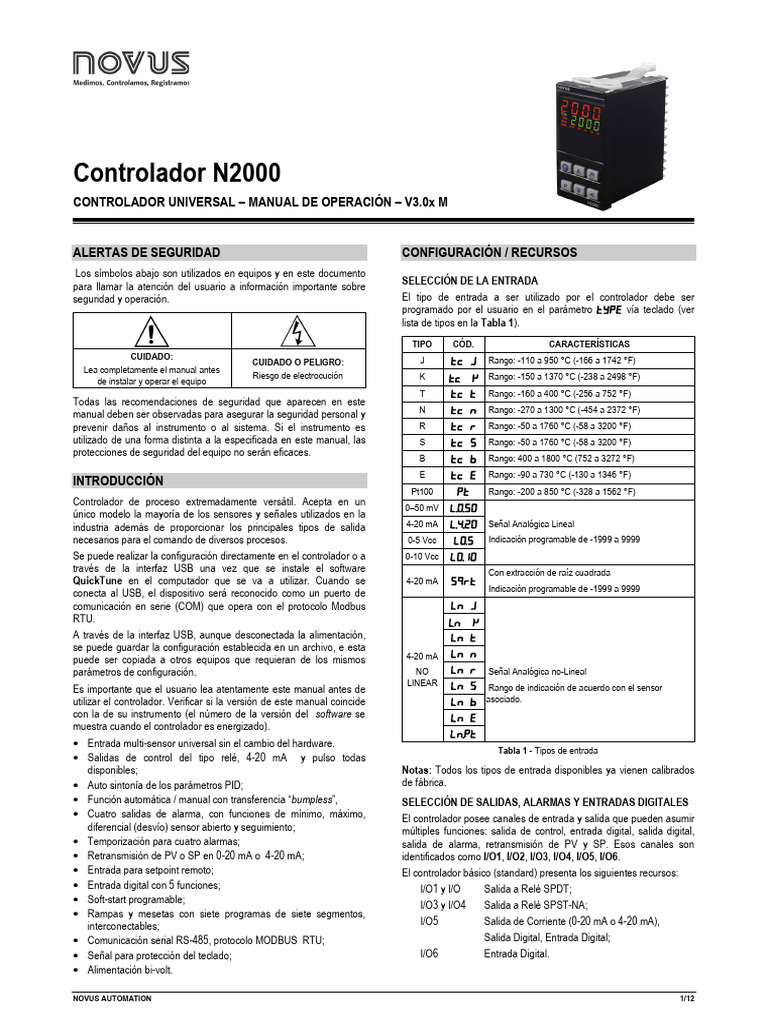Manual de Operación Controlador N2000 | PDF | Contraseña | USB