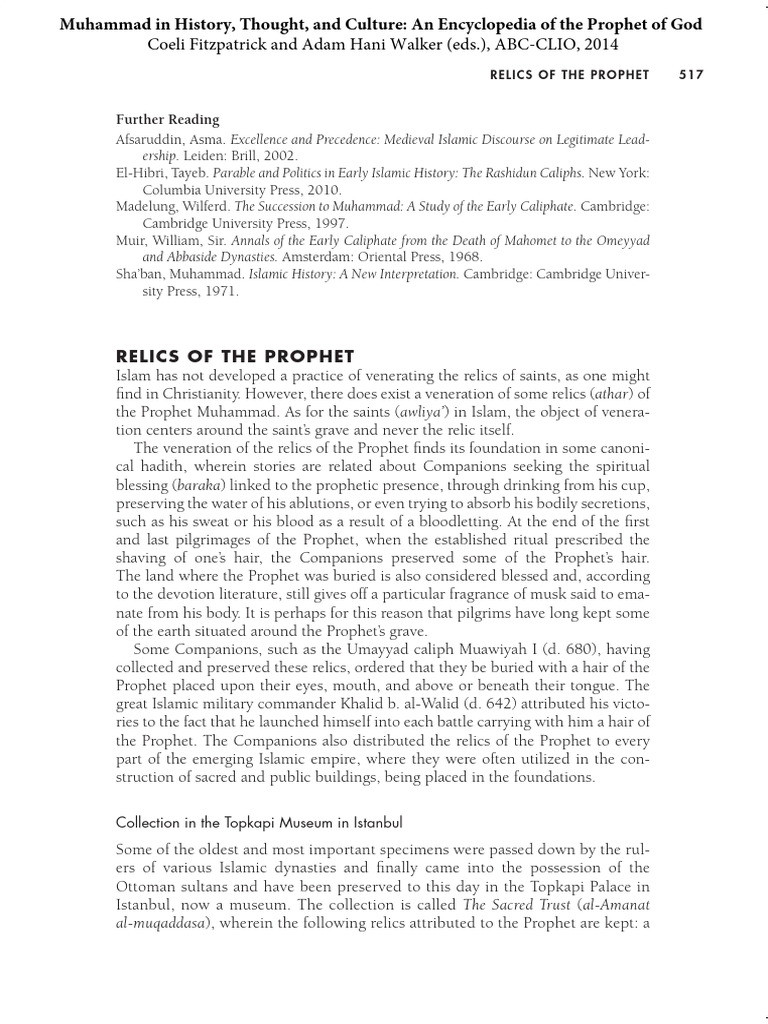 Relics of the Prophet Muhammad in Istanbul | PDF | Hadith | Muhammad