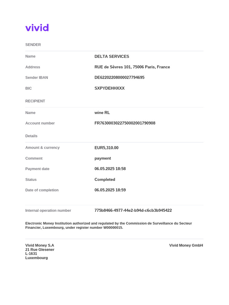 Transfer Confirmation 775b8466 | PDF