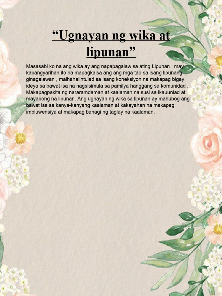 Ugnayan NG Wika at Lipunan | PDF