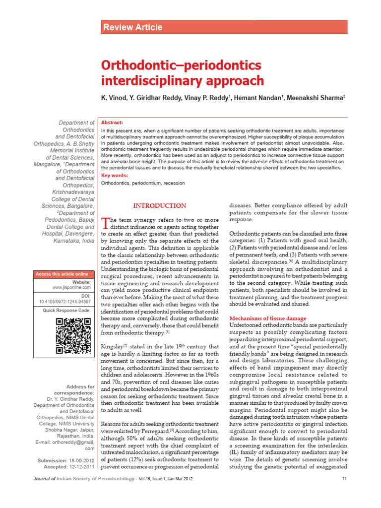 Interdisciplinary Approach in Periodontics | PDF | Periodontology ...