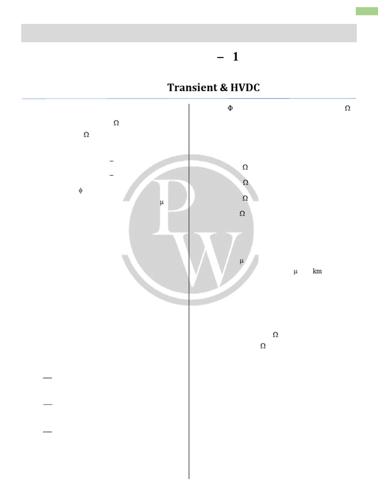 Transient and HVDC - Practice Sheet-01 | PDF | High Voltage Direct Current | Electric Power ...
