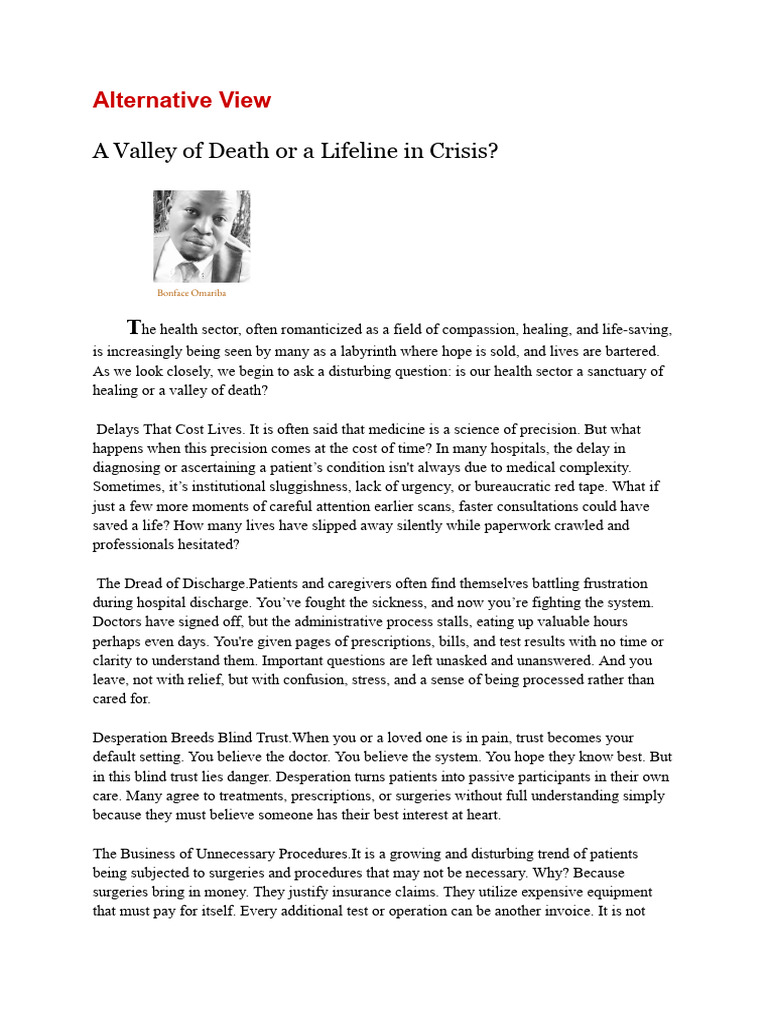 A Valley of Death or A Lifeline in Crisis | PDF | Patient | Medical Error