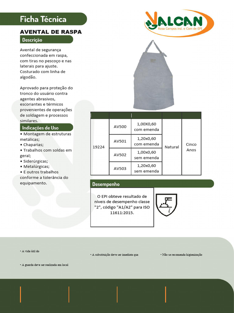Avental de Raspa_CA 19224 | PDF