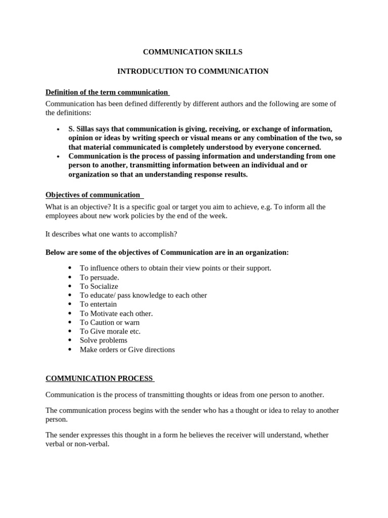 COMMUNICATION SKILLS Notes Level6 Biology Notes | PDF | Communication ...