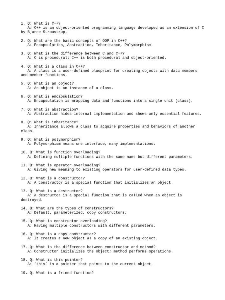 CPP Handwritten Questions | PDF | C++ | Class (Computer Programming)