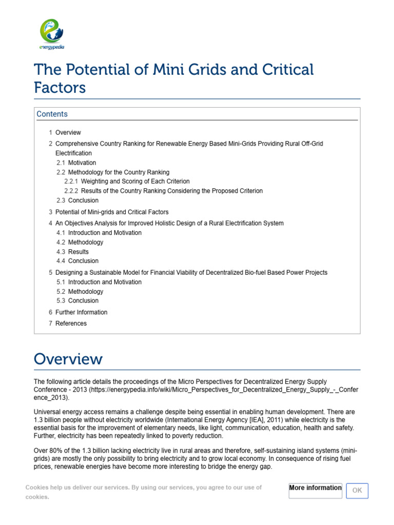 The Potential of Mini Grids and Critical Factors - Energypedia | PDF ...
