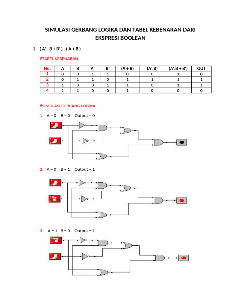 SIMULASI GERBANG LOGIKA DAN TABEL KEBENARAN DARI EKSPRESI BOOLEAN | PDF