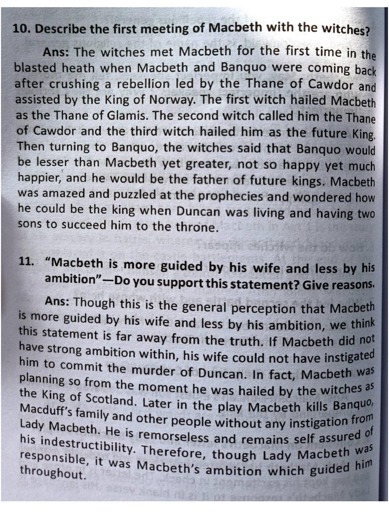 Macbeth Question and Answers | PDF