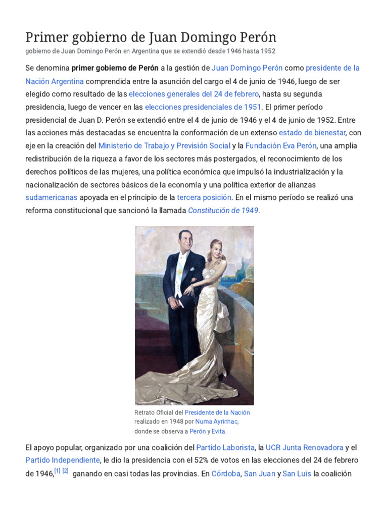 Primer gobierno de Juan Domingo Perón - Wikipedia, la enciclopedia ...