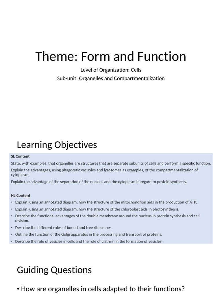 B2.2 Organelles and Compartmentalization | PDF | Cell (Biology) | Cell ...