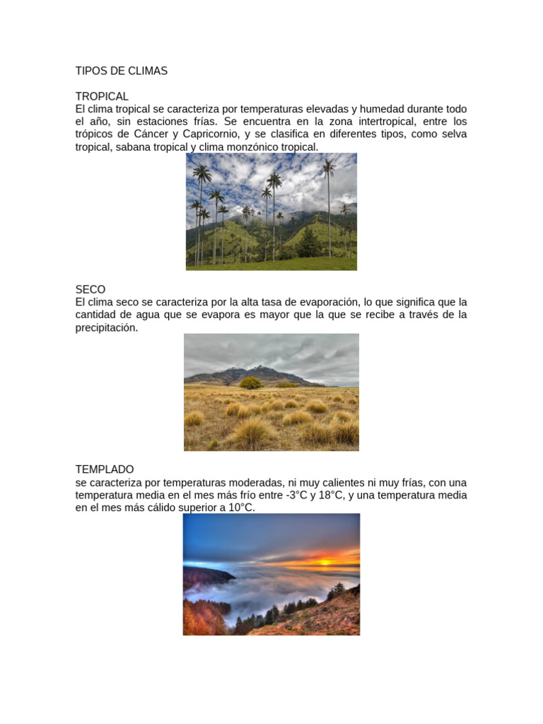 Tipos de Climas | PDF | Clima | Zona tropical
