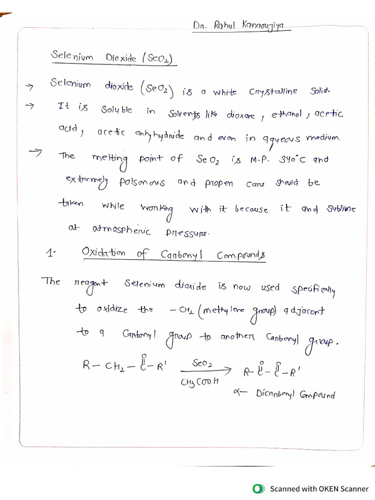 Selenium Dioxide (SeO2) Lecture | PDF