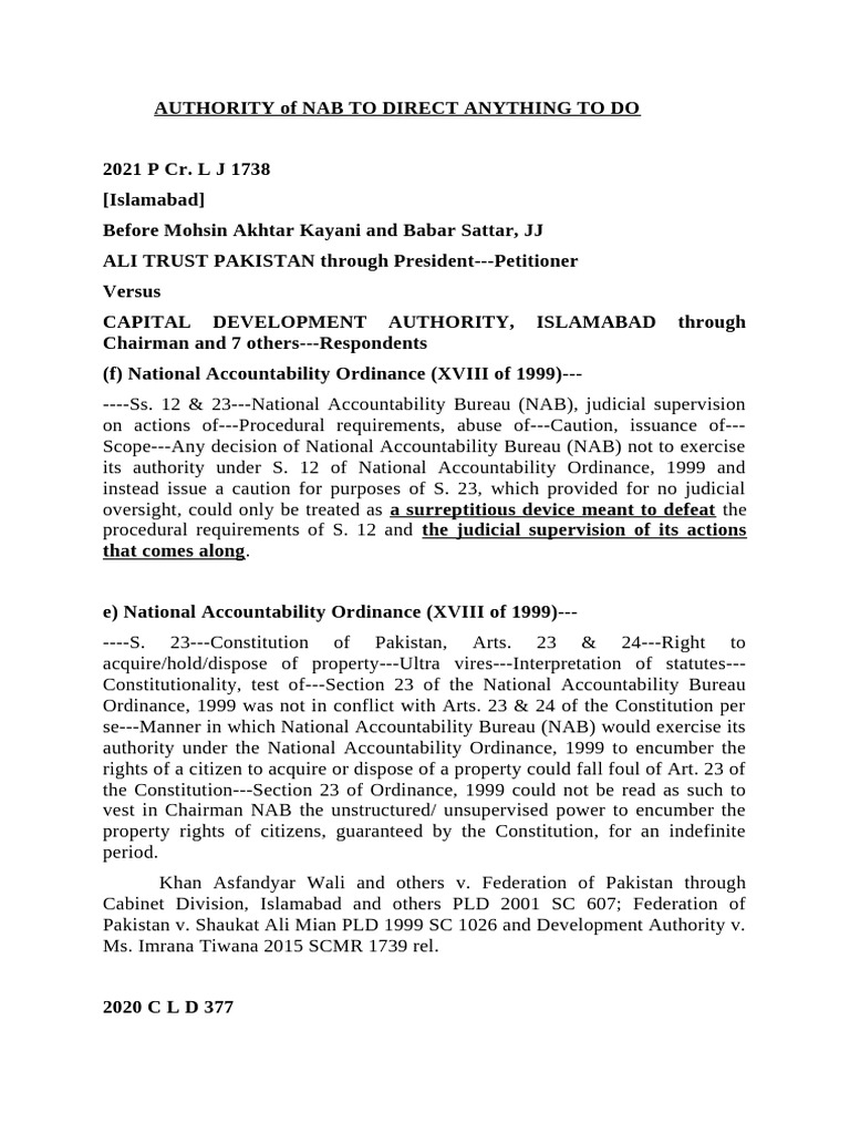 AUTHORITY of NAB TO DIRECT ANYTHING TO DO | PDF | Common Law | Public Law