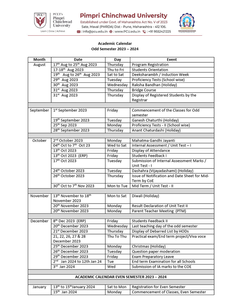ACADEMIC CALENDAR 2023 - 2024 UPd | PDF | Academic Term | Schools