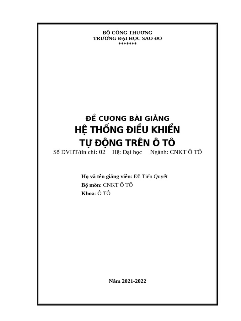 De cuong bai giang he thong dk dien dong co | PDF