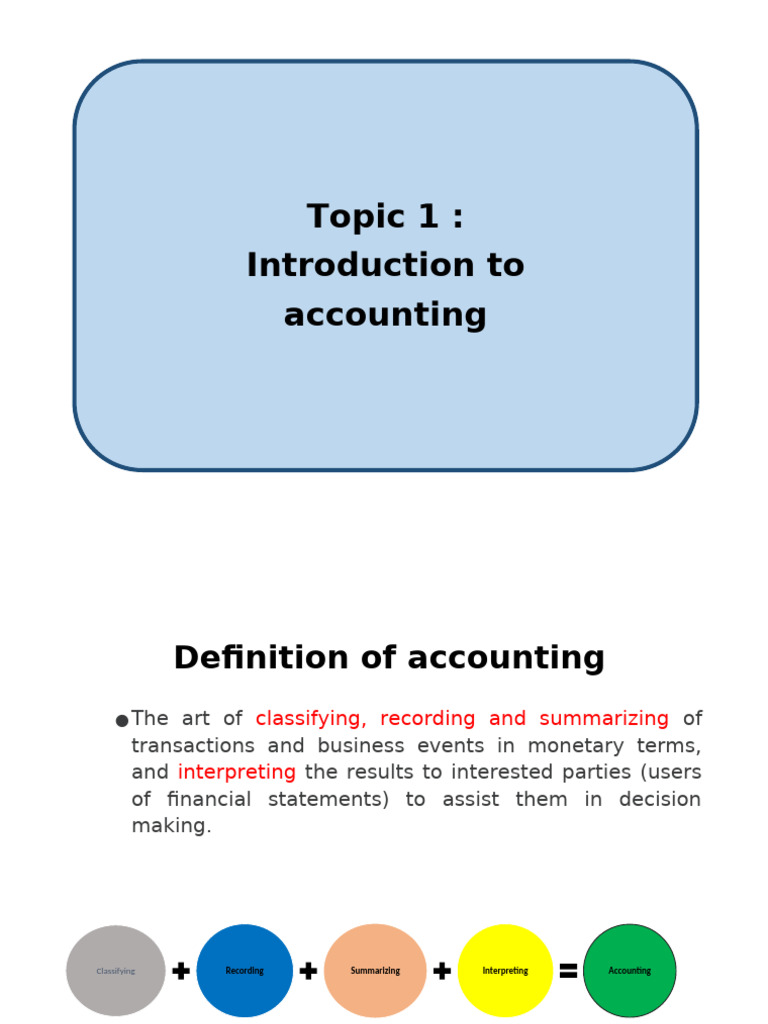 Introduction to Accounting Basics | PDF | Bookkeeping | Accounting