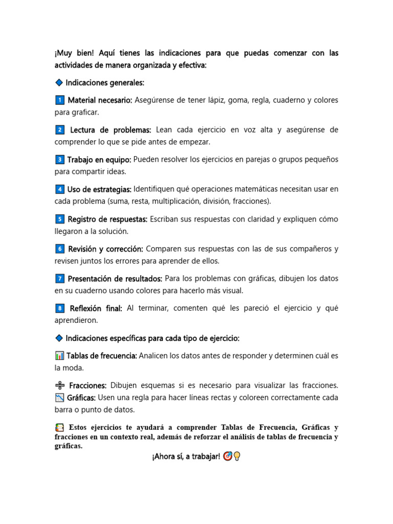 Problemas Combinados - Tablas de Frecuencia - Gráficas - Fracciones | PDF | Lápiz