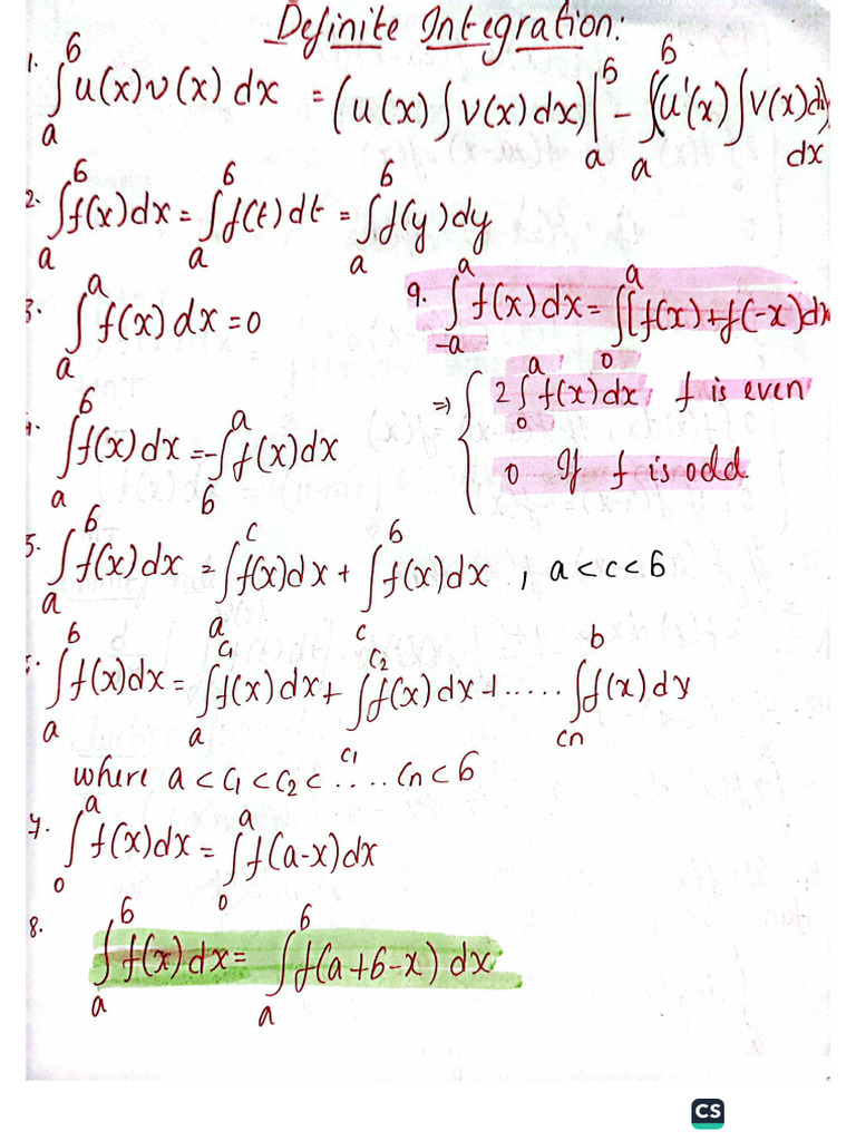 Definite Integration Formulas and Tricks | PDF