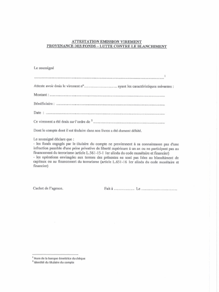 Attestation de Provenance Des Fonds | PDF