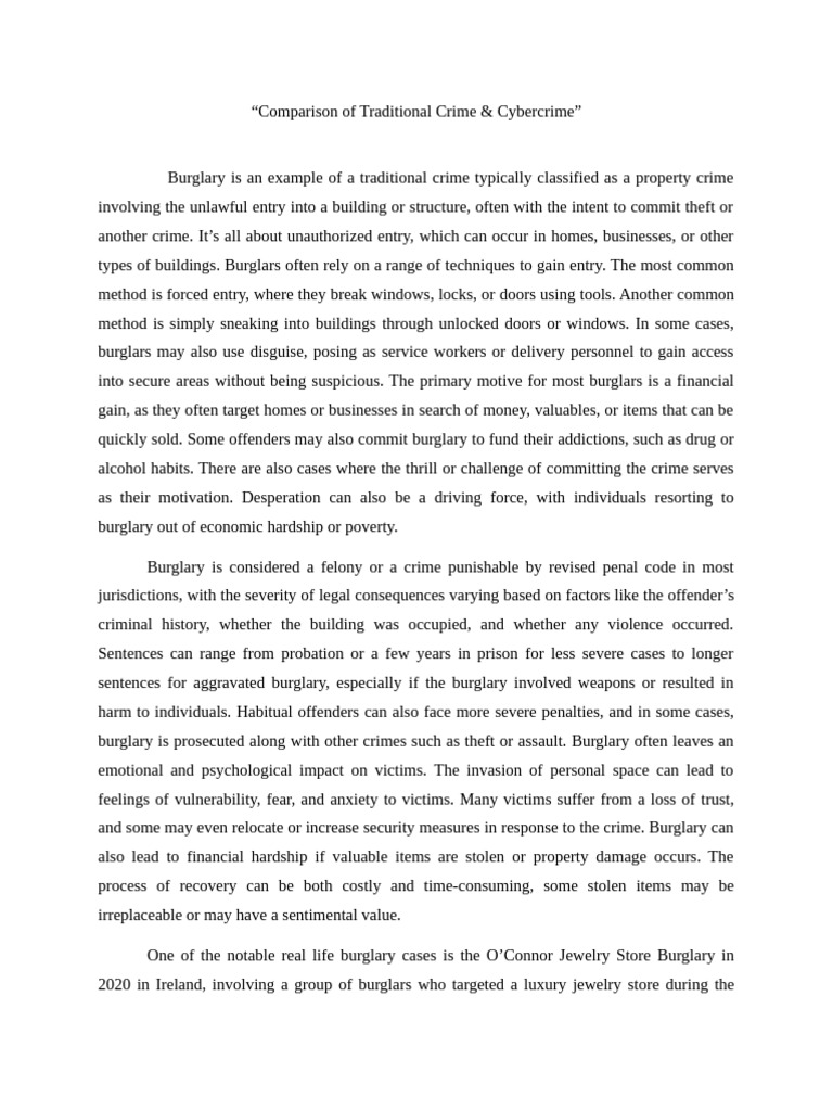 Comparison of Traditional Crime and Cybercrime | PDF | Cybercrime ...